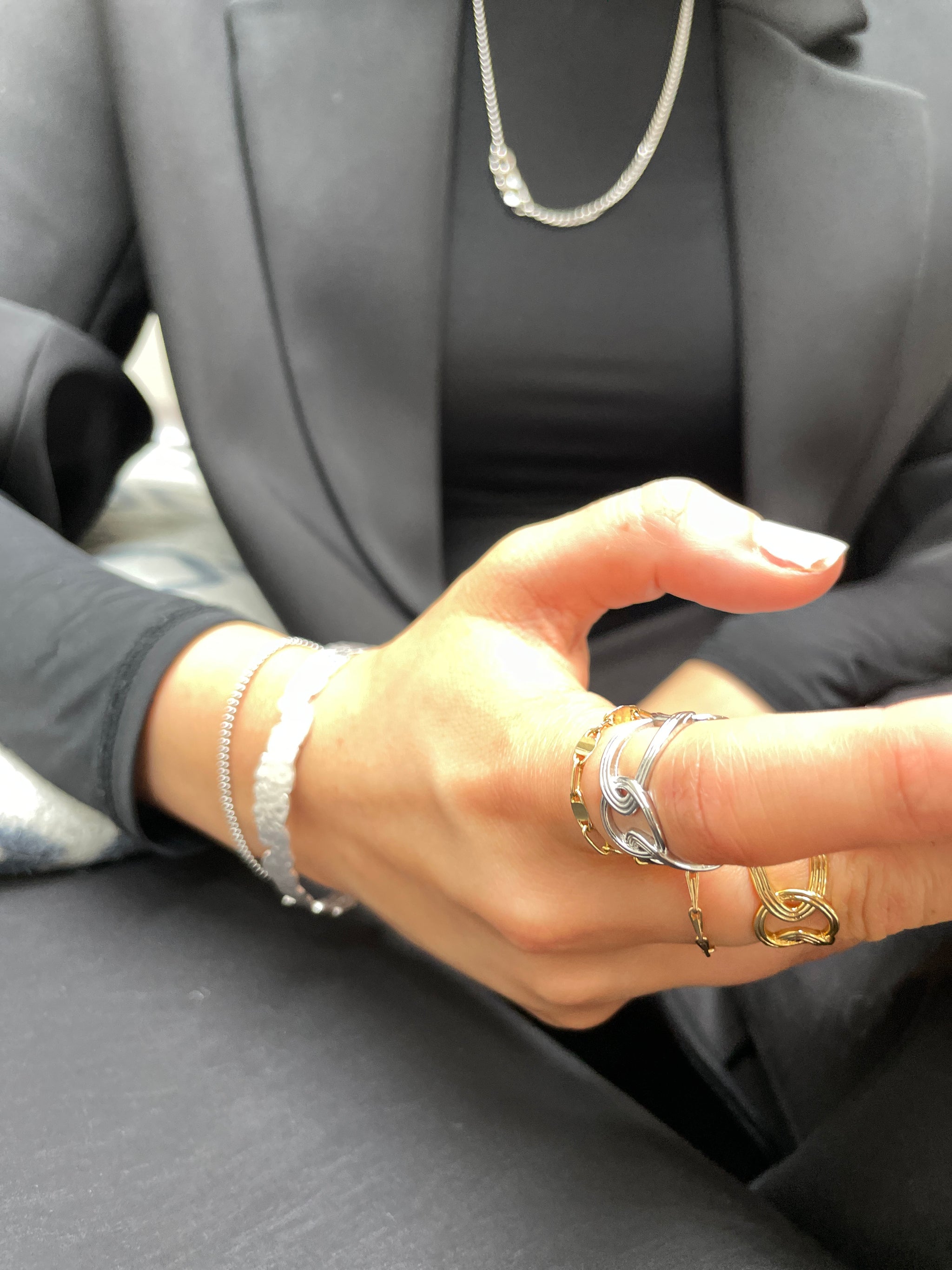 Linked Chain Ring - Stacking Ring – Gray